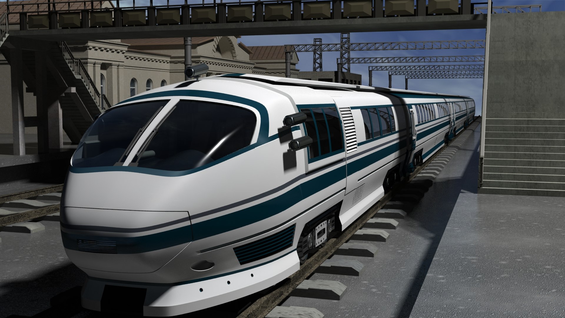 3d modern train railroad model