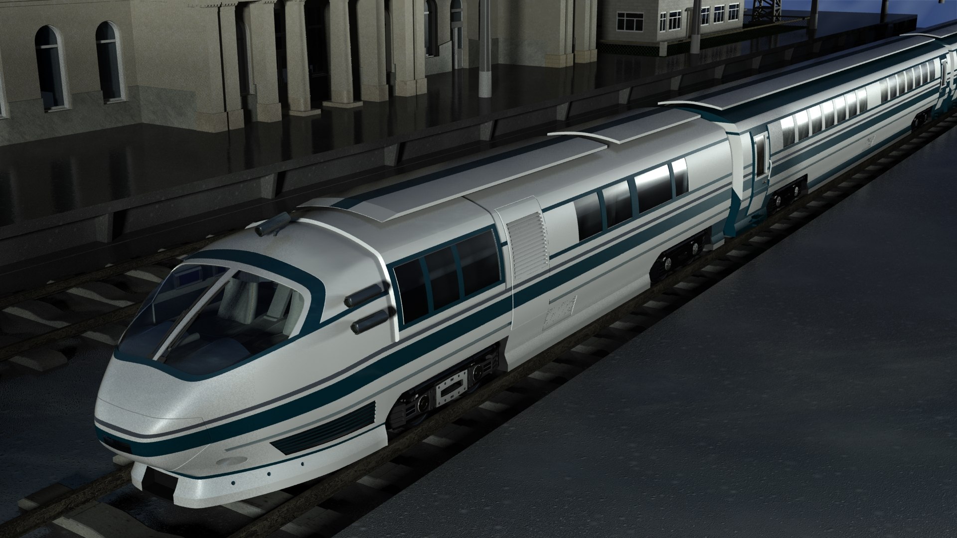 3d modern train railroad model