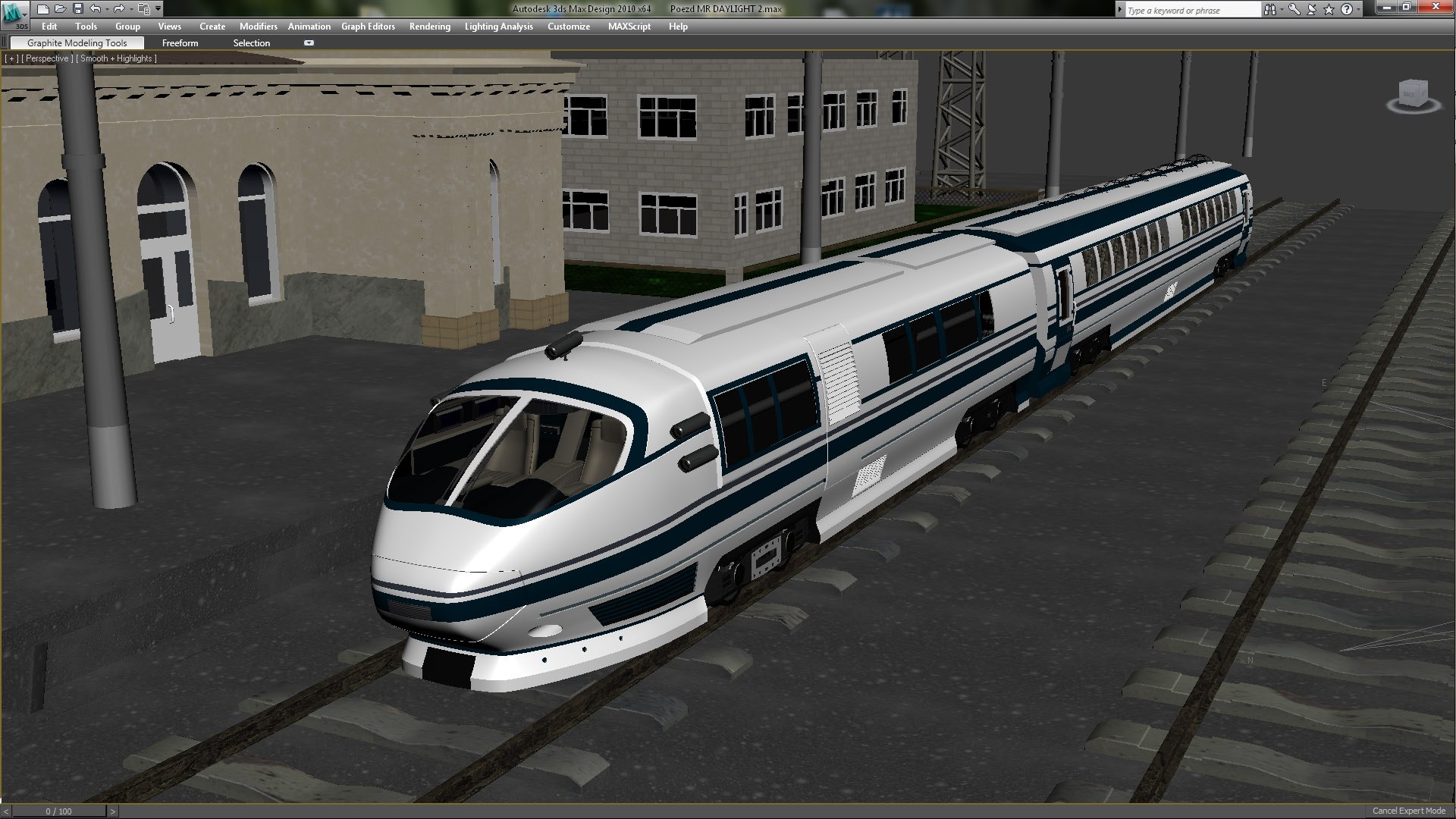 3d modern train railroad model