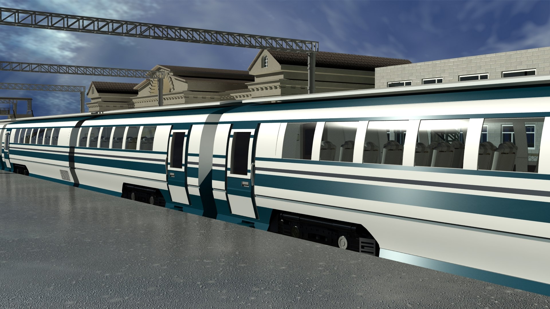 3d modern train railroad model