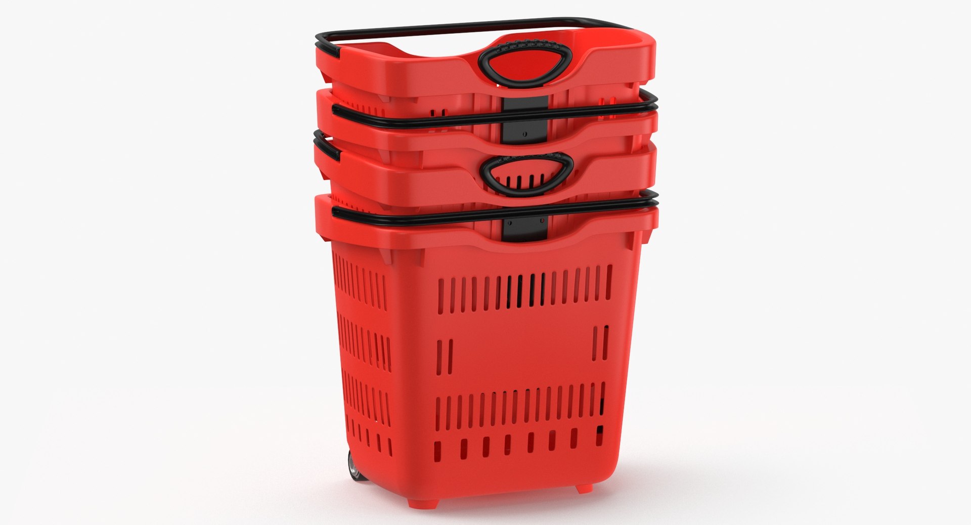 3D Rolling Shopping Baskets Pile Red Blue Green And Black Model ...