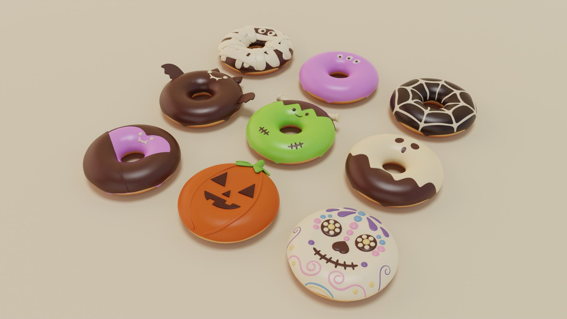 Halloween Donuts Model - TurboSquid 1980395