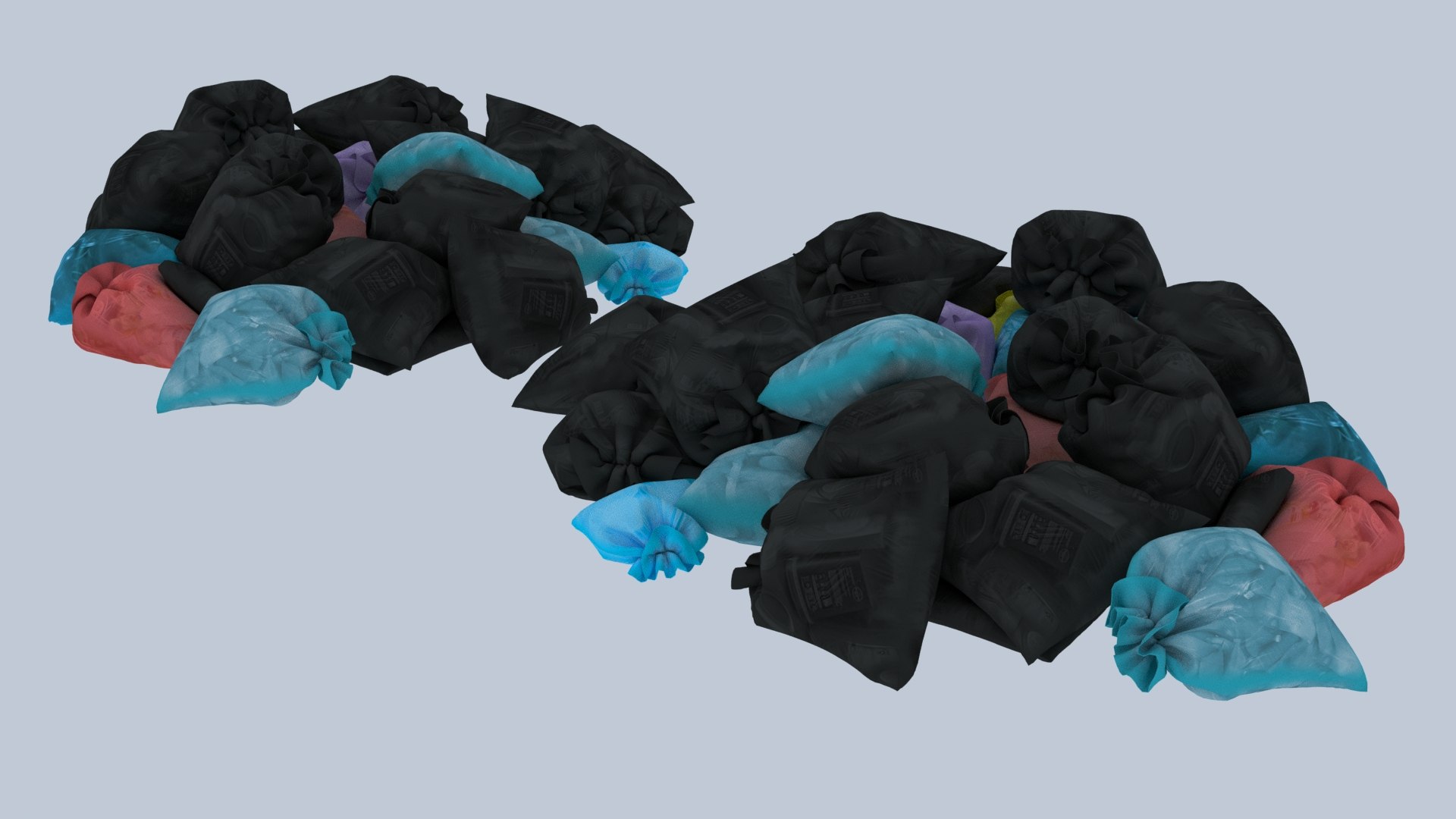 3D Garbage Bags Pile Around Streetlight Model - TurboSquid 1965310