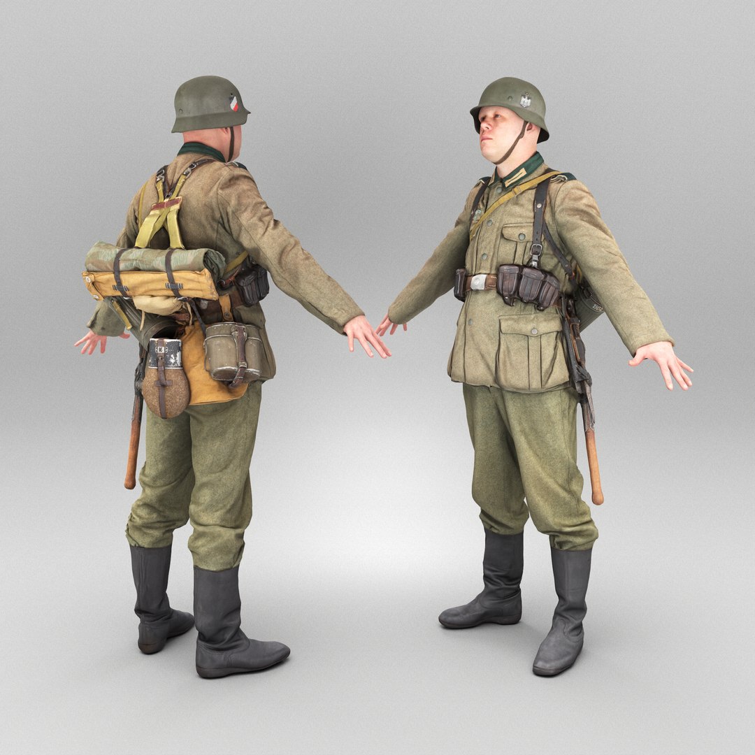 Fully Armored Wehrmacht Soldier In A-pose 438 Model - TurboSquid 2248618