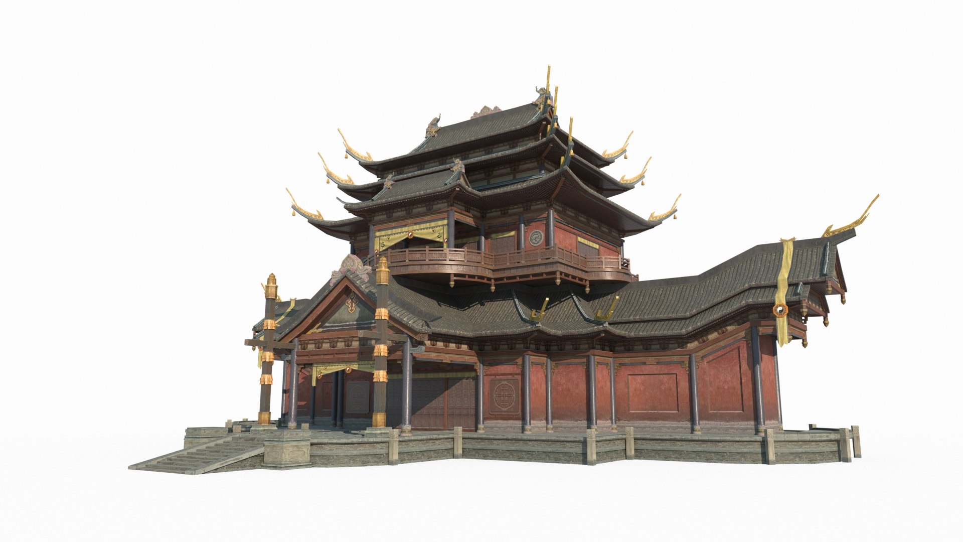 3D Ancient Asian Architecture Taoist Palaces Model - TurboSquid 2099423