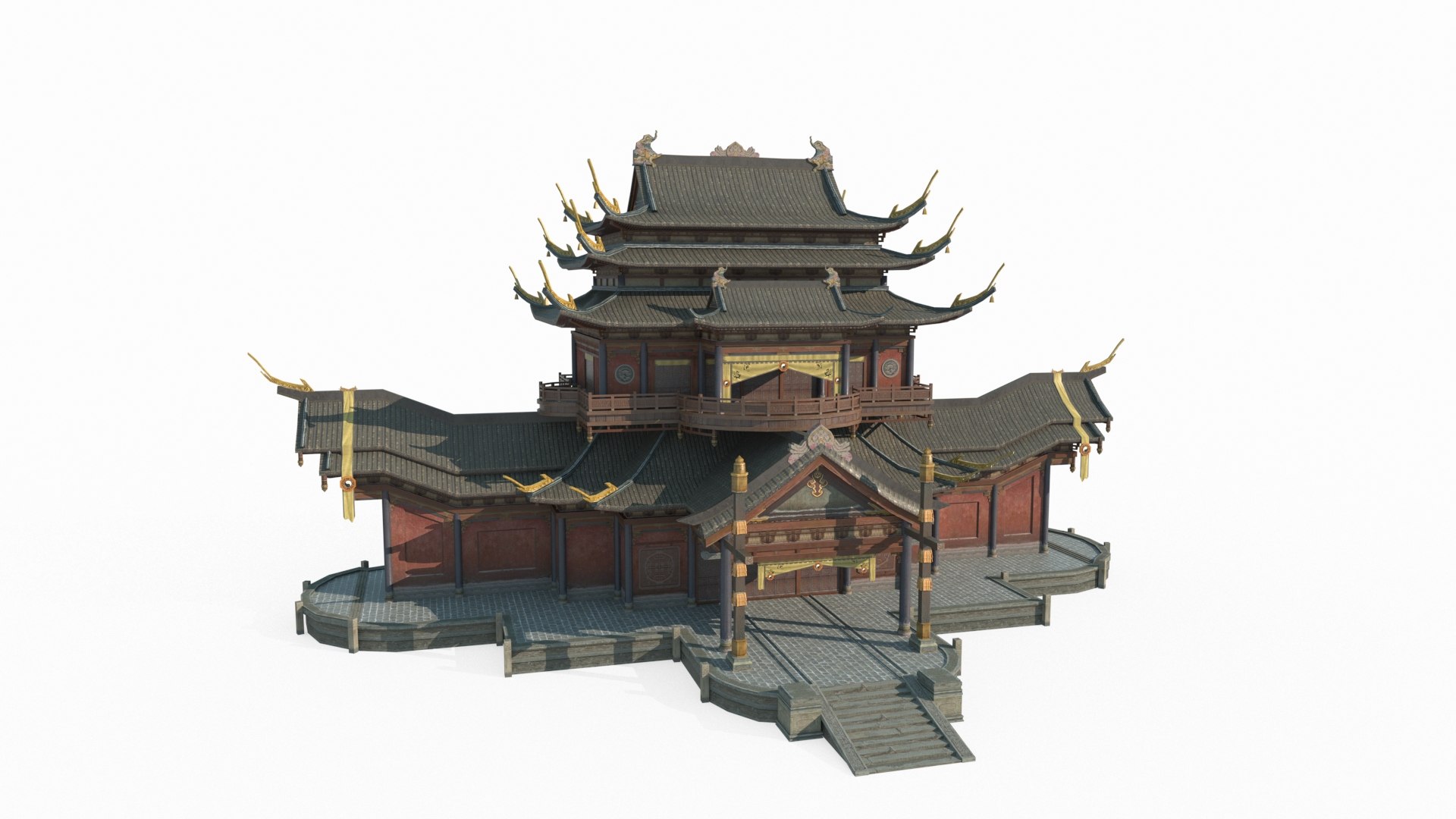 3D Ancient Asian Architecture Taoist Palaces Model - TurboSquid 2099423