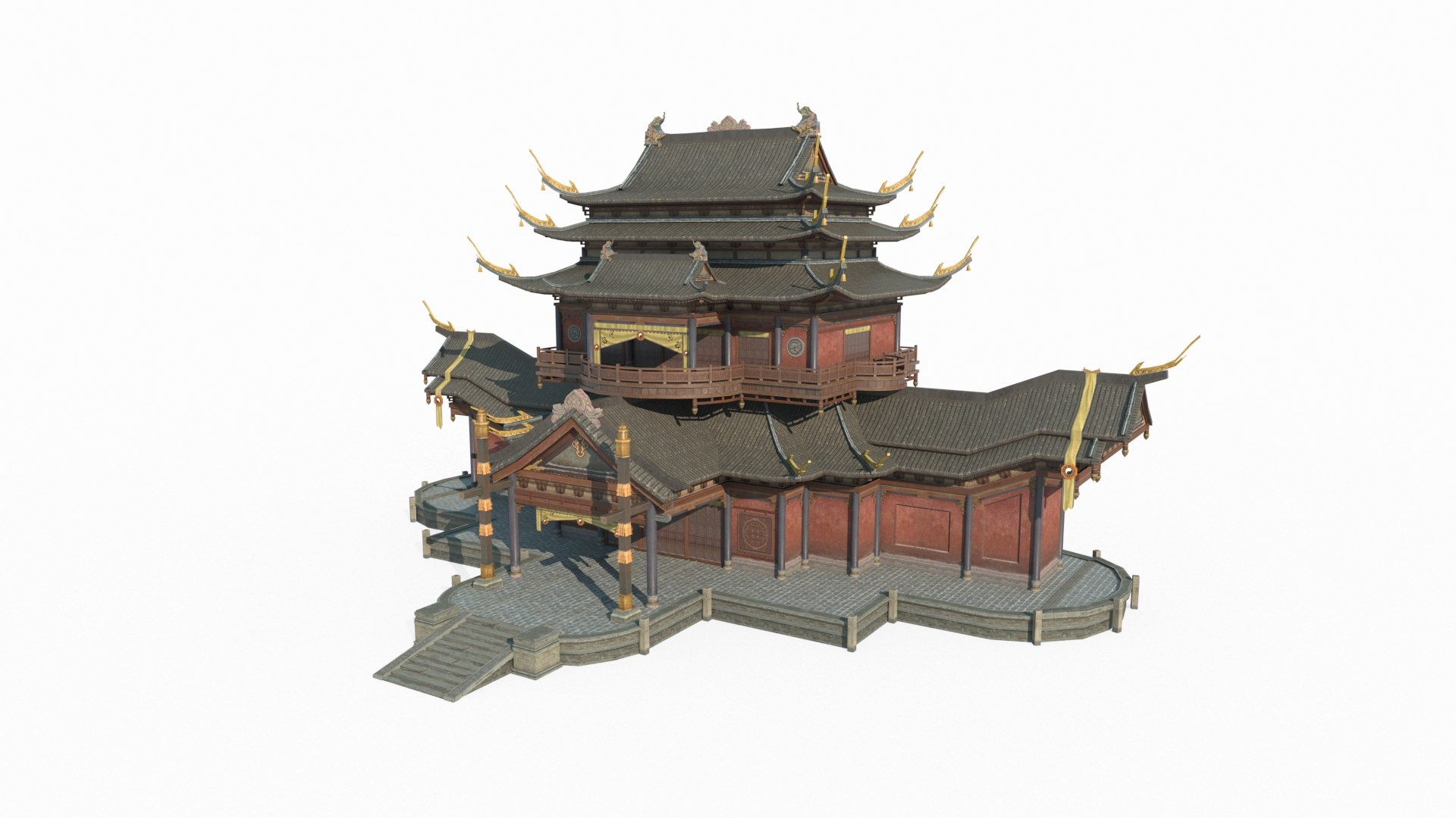 3D Ancient Asian Architecture Taoist Palaces Model - TurboSquid 2099423