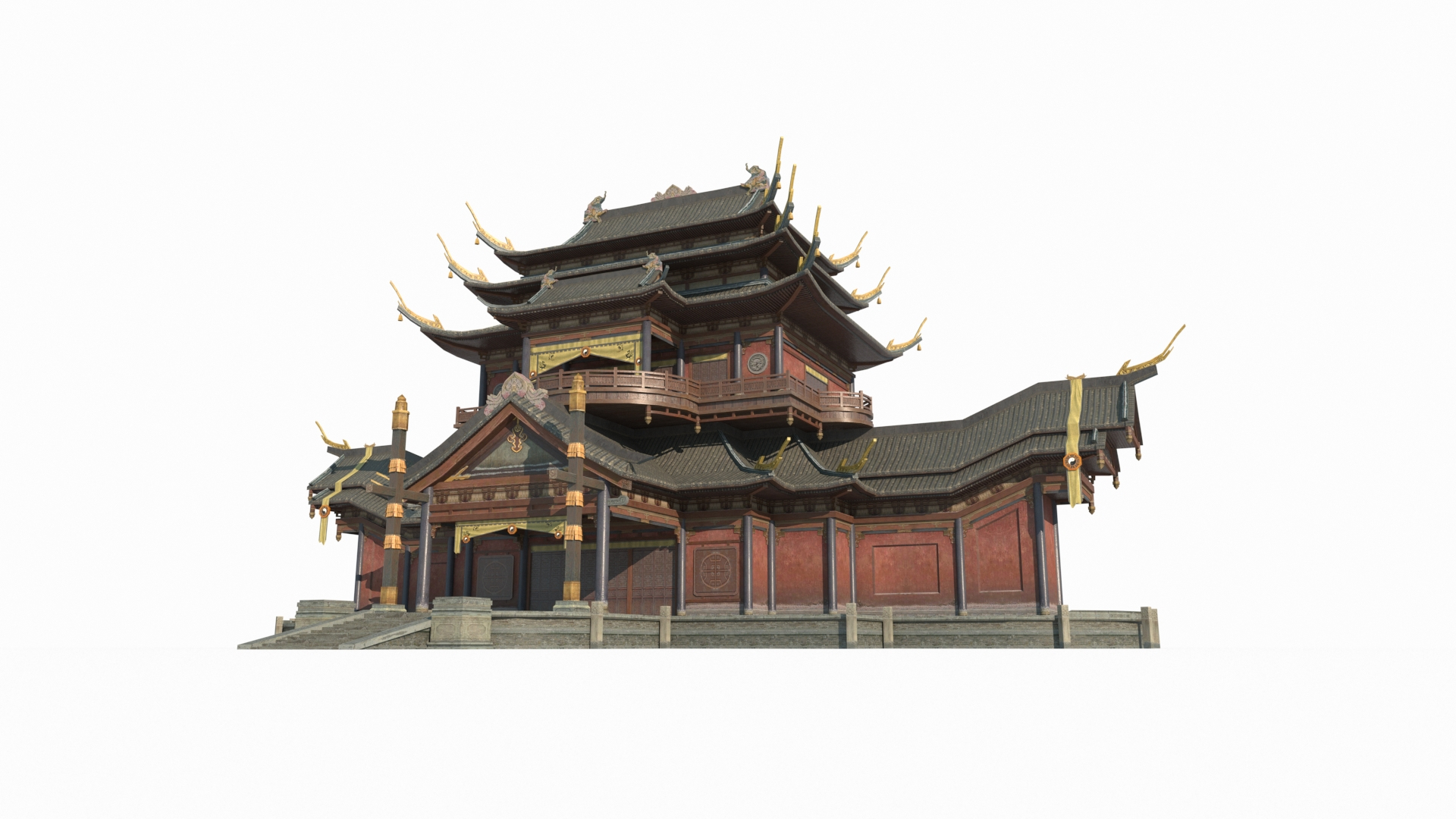 3D Ancient Asian Architecture Taoist Palaces Model - TurboSquid 2099423