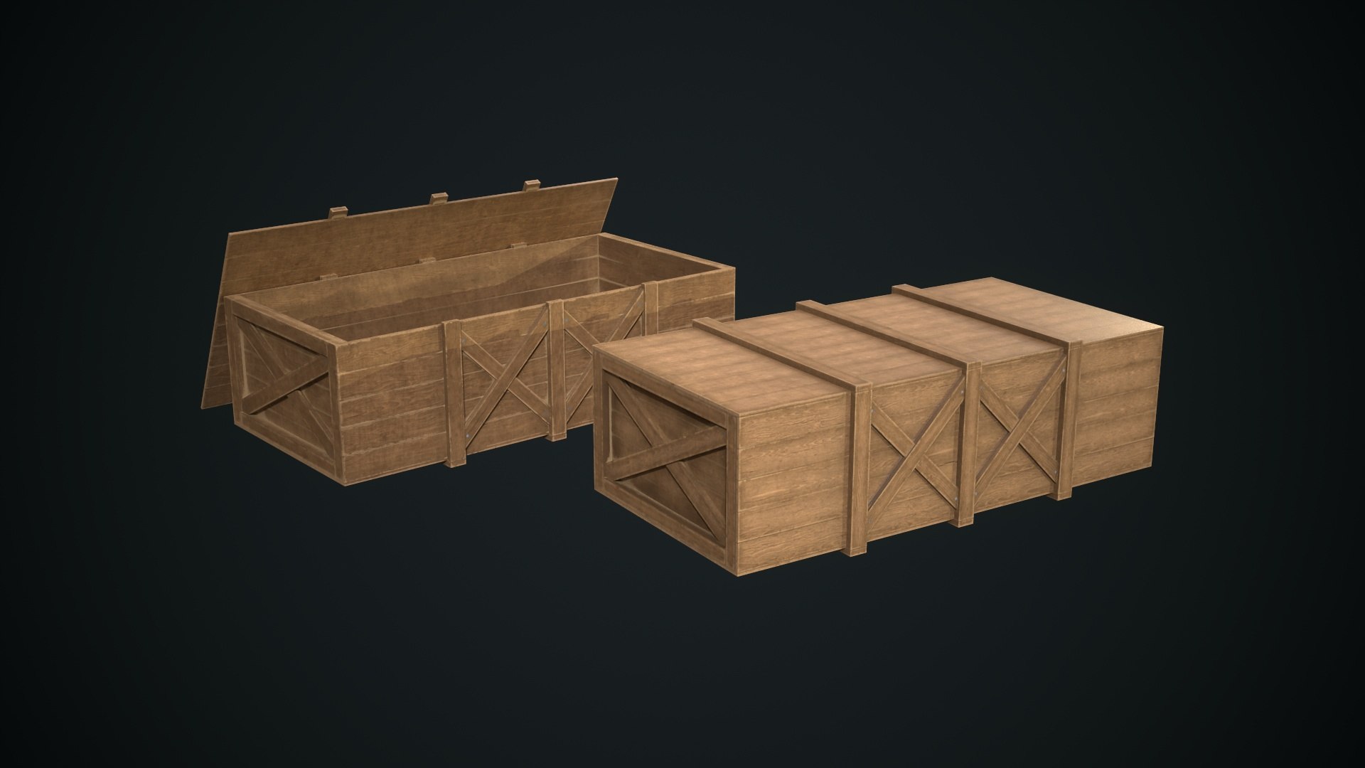 Wooden Open And Closed Boxex Low-poly 3D - TurboSquid 1939632