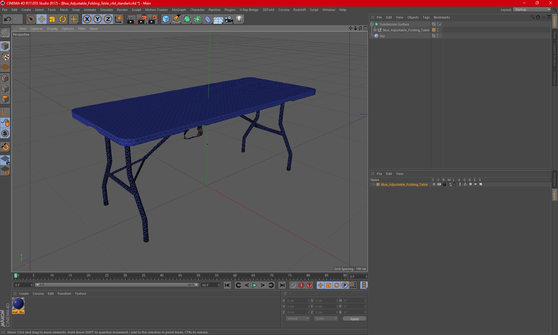 Blue Adjustable Folding Table 3D model - TurboSquid 2104643