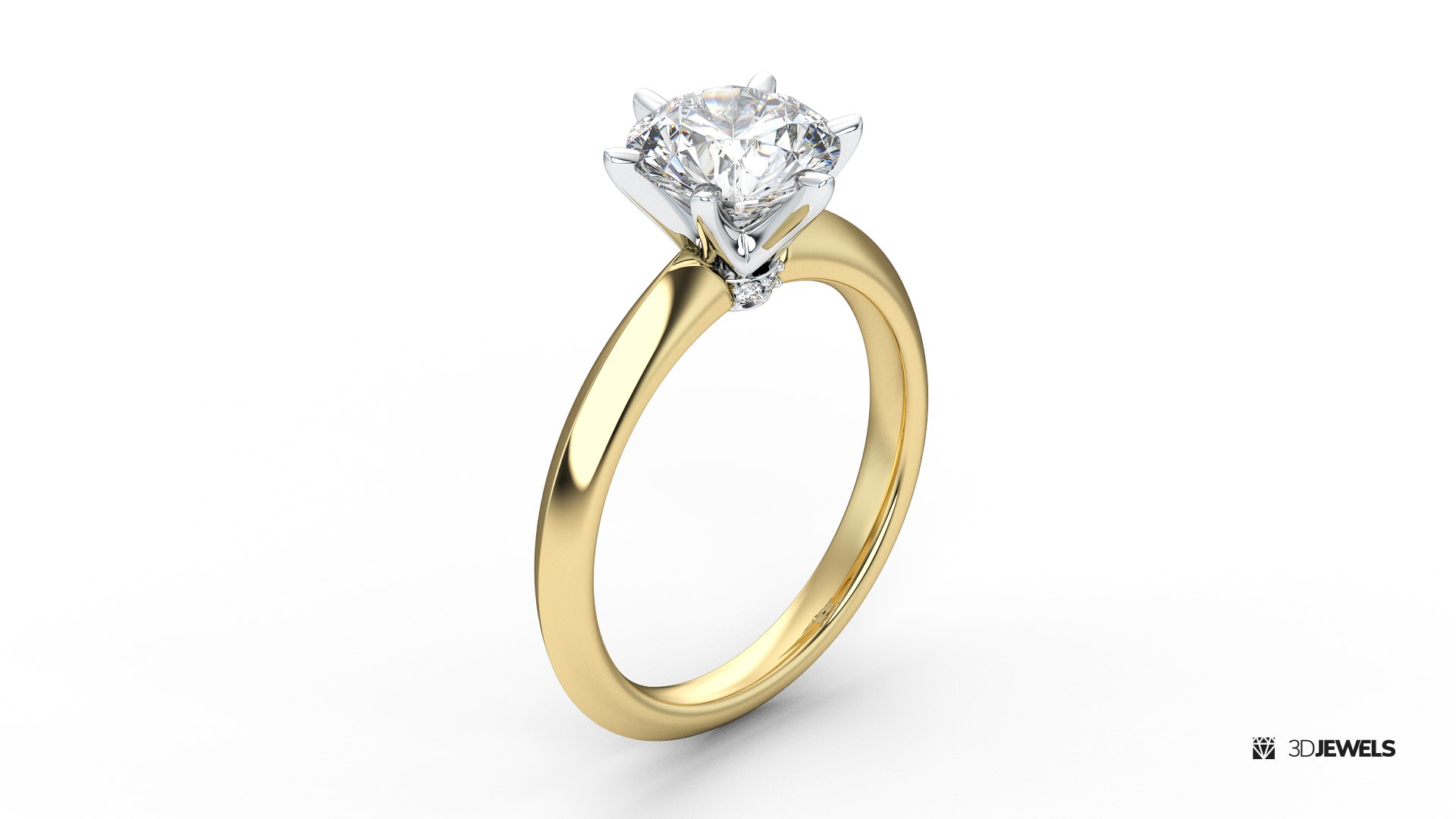 3D Diamond Engagement Ring 3D Model With The Six-prong Setting Model ...