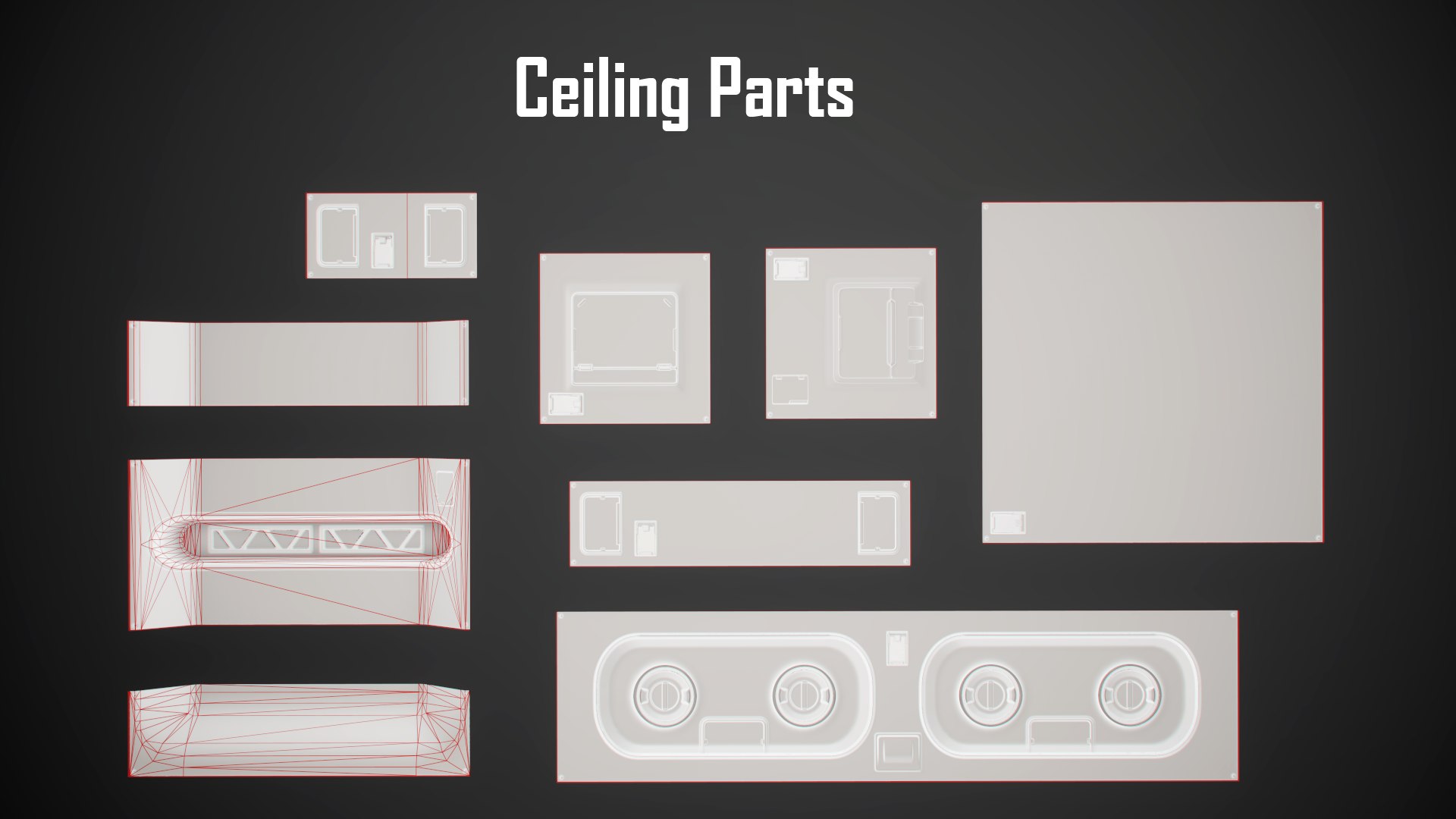 3D set of sci-fi modular spaceship parts az9 model - TurboSquid 1965158