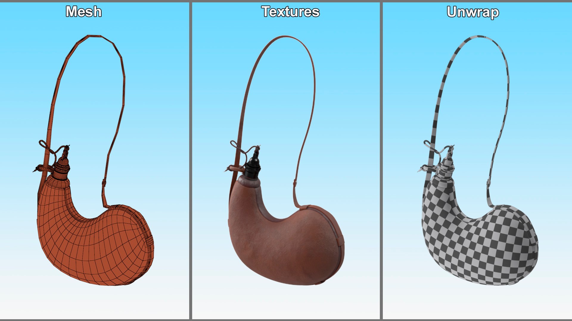 3D Hanging Curved Wineskin Brown - TurboSquid 2193552