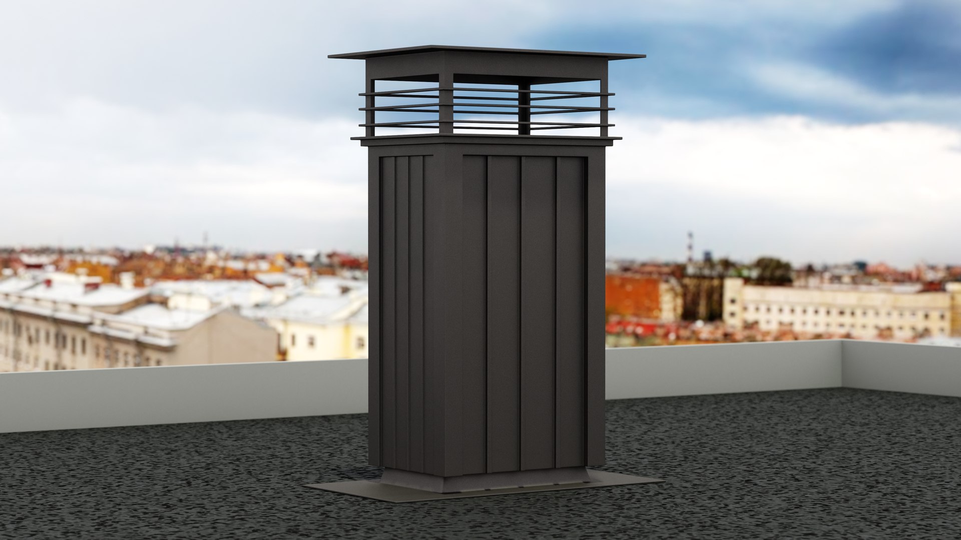 3D Square Black Metal Chimney Model - TurboSquid 2047734