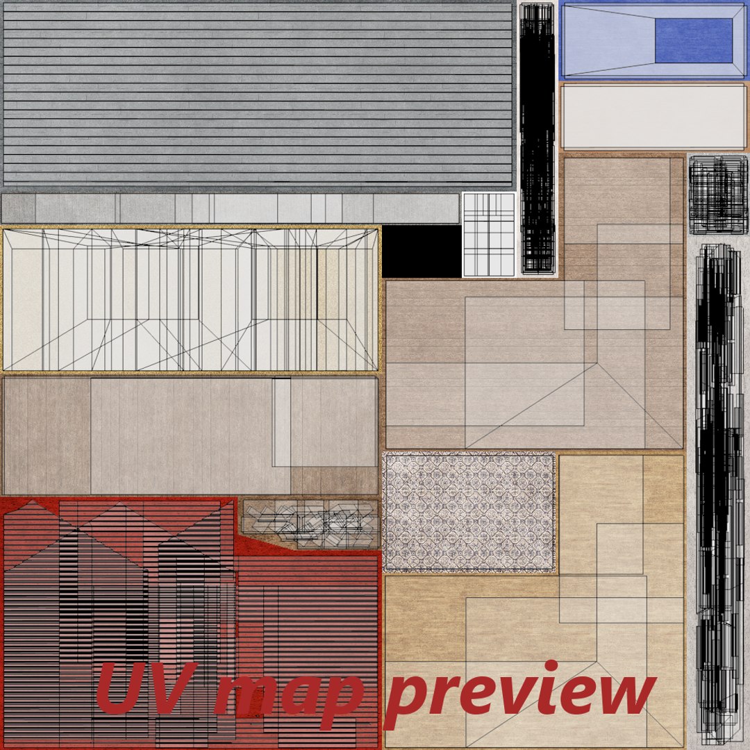 3d Scandinavian Cabin Interior Exterior Model