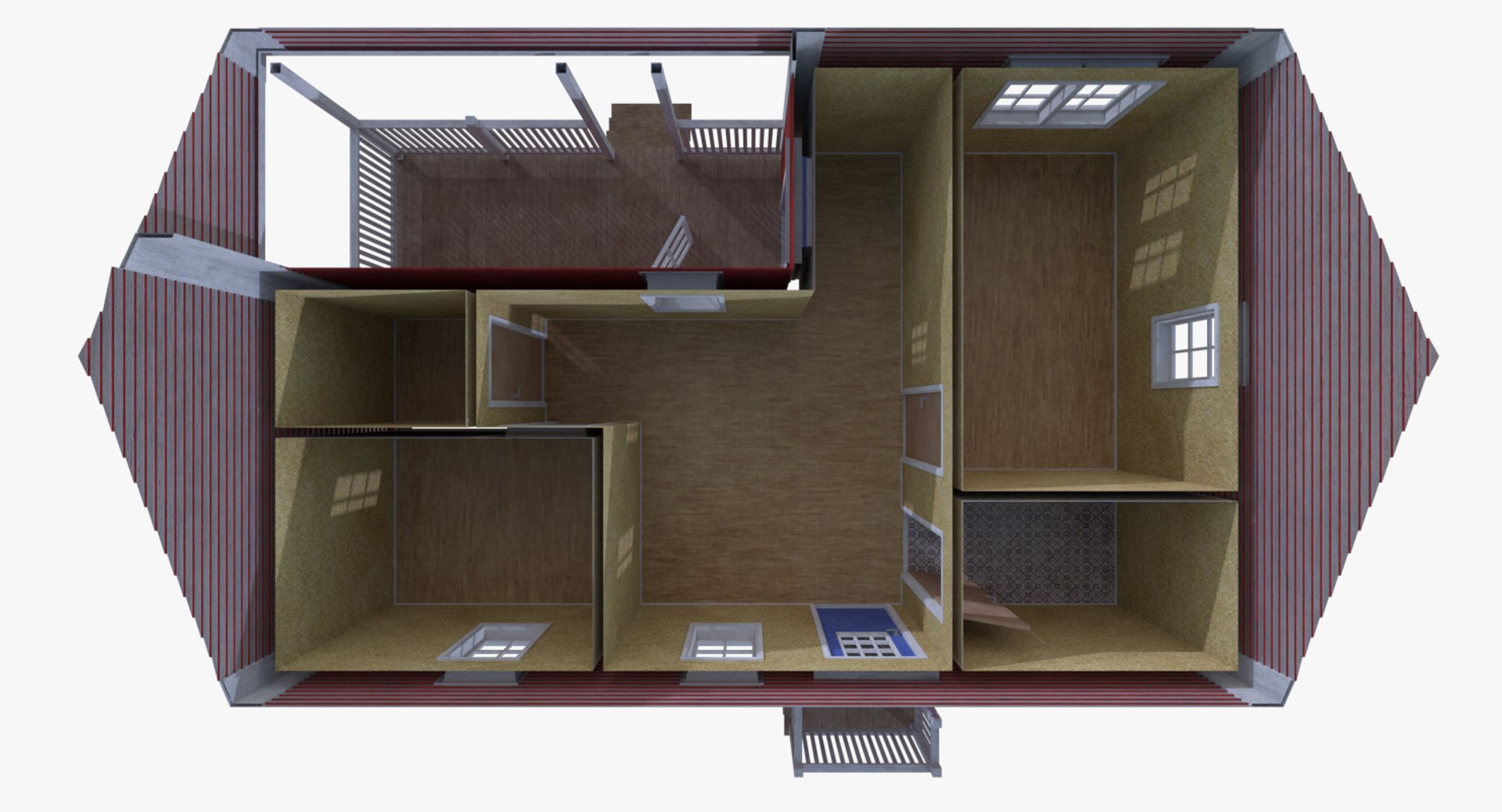 3d Scandinavian Cabin Interior Exterior Model