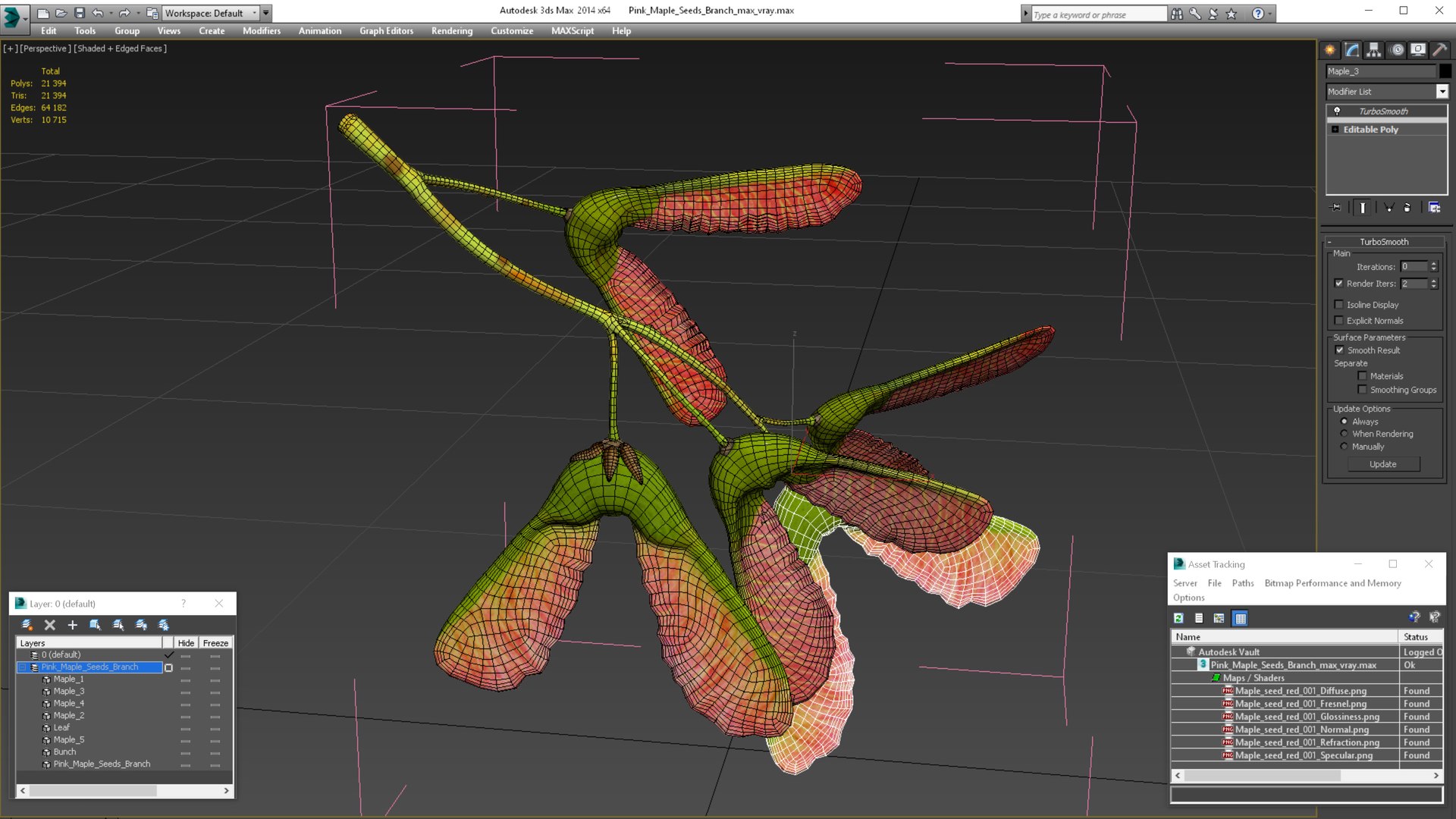 Pink Maple Seeds Branch 3D model - TurboSquid 1838627