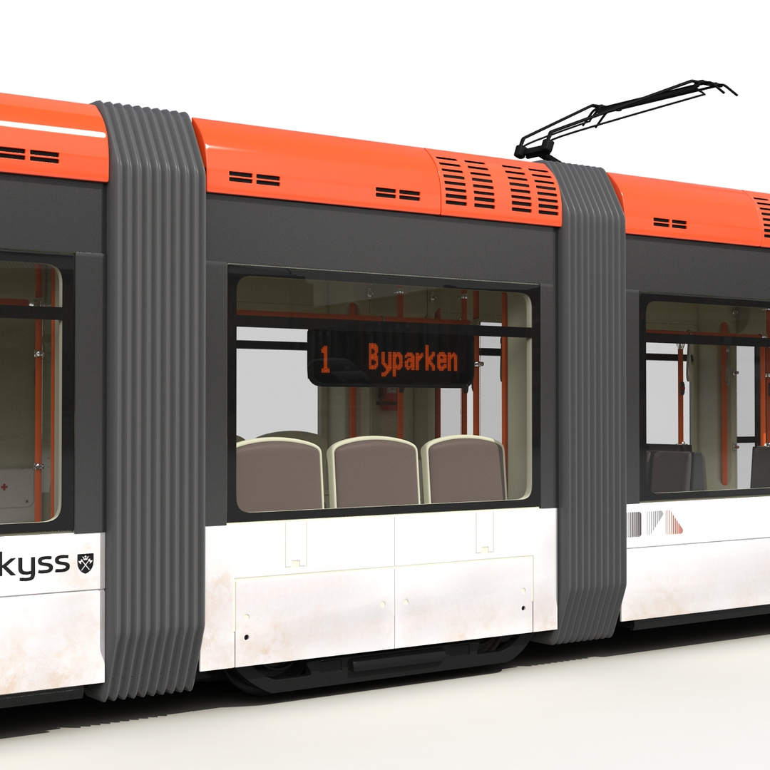 3d model light rail train bybanen