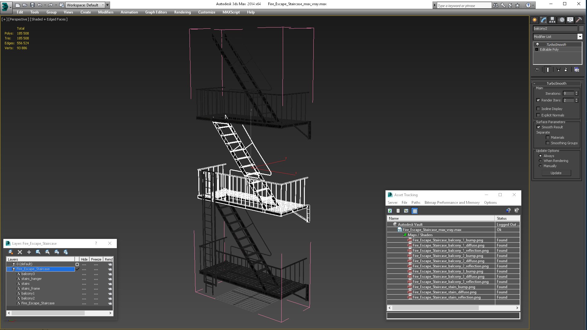 Fire Escape Staircase 3D - TurboSquid 2221921