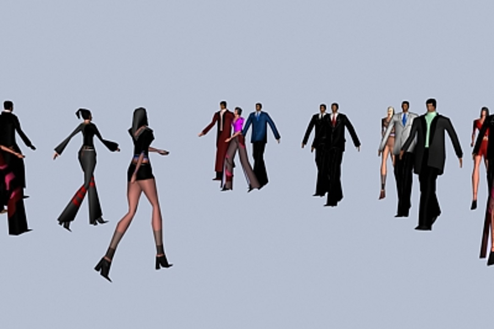 17 Walking People 3d Model
