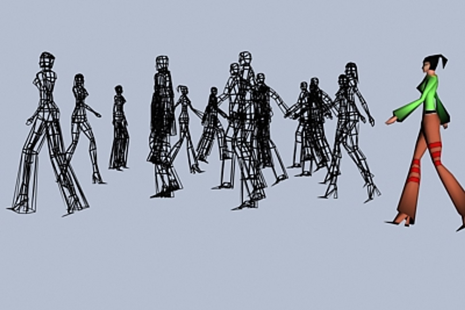 17 Walking People 3d Model