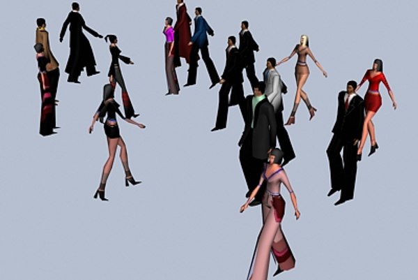 17 walking people 3d model