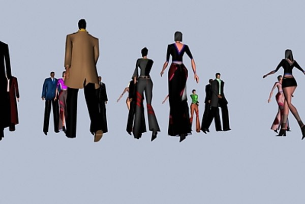 17 walking people 3d model