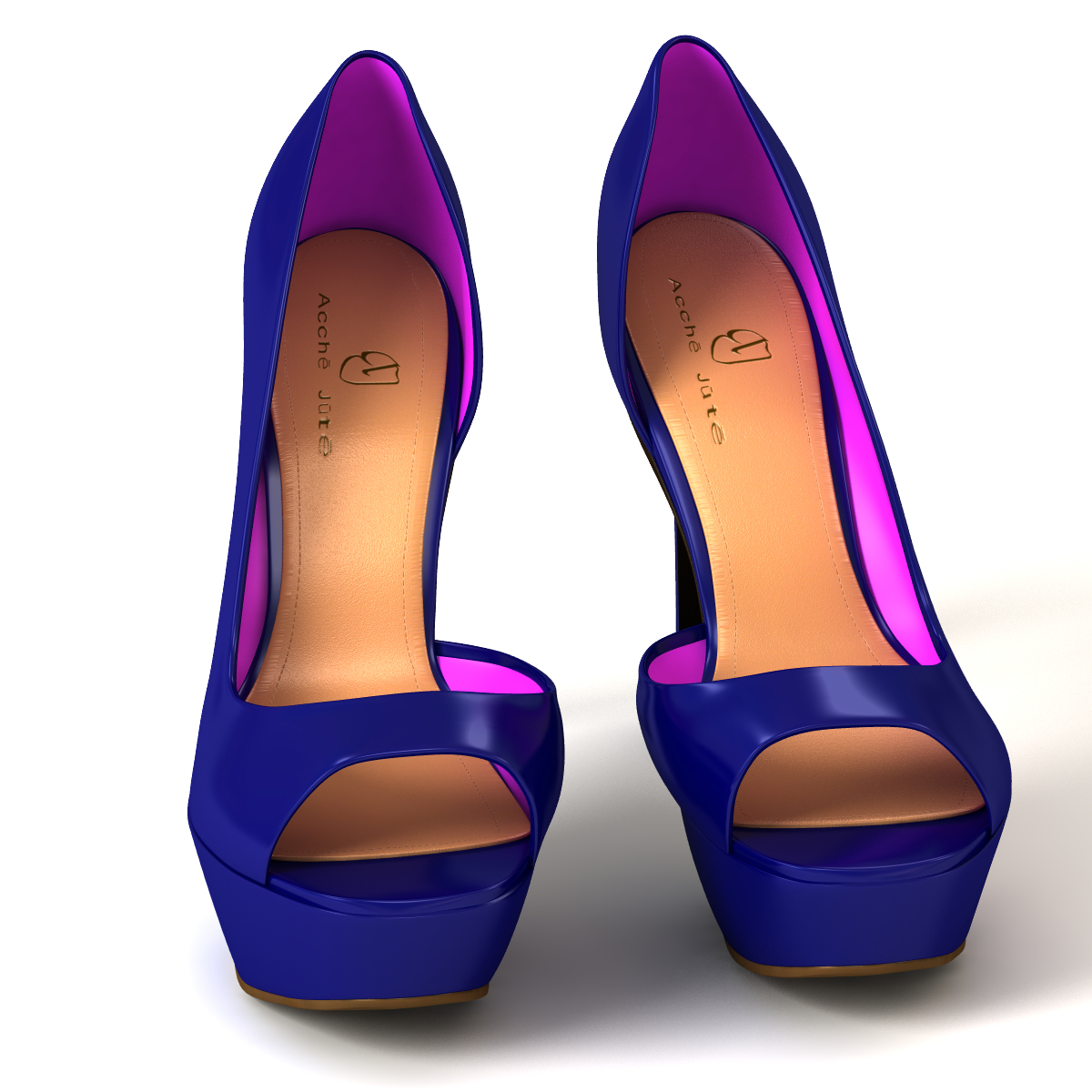 heel toe shoes blue 3d model