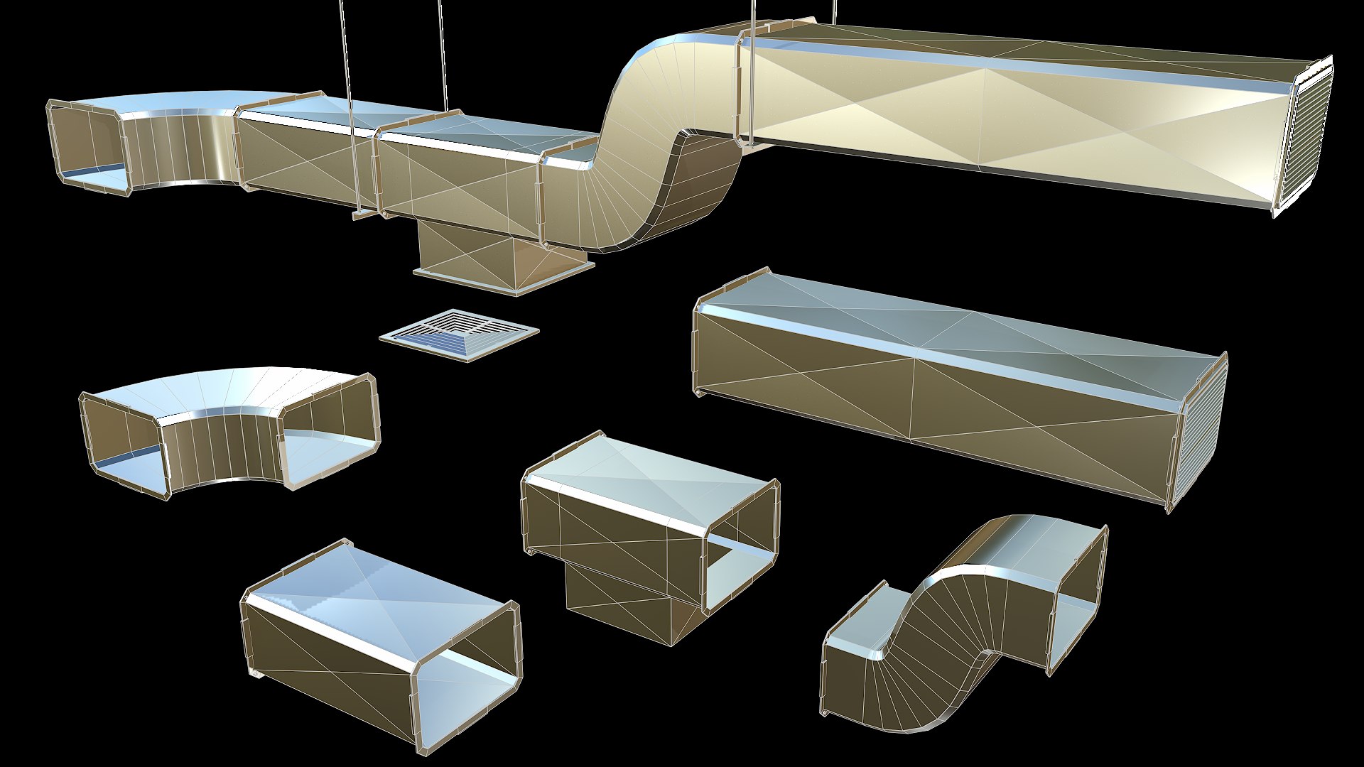 3D Ventilation Modular PBR 03 - TurboSquid 2245684