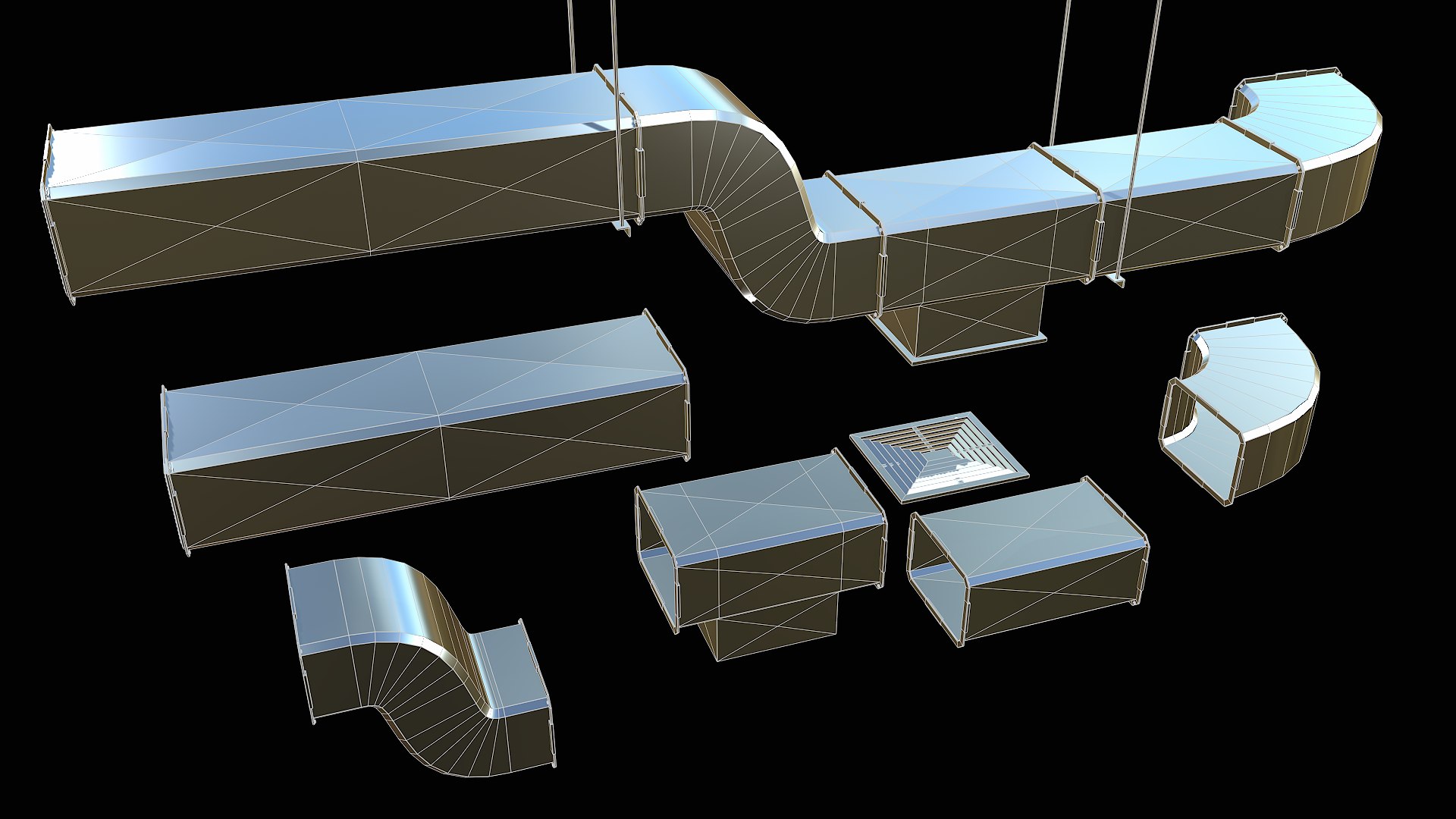3D Ventilation Modular PBR 03 - TurboSquid 2245684