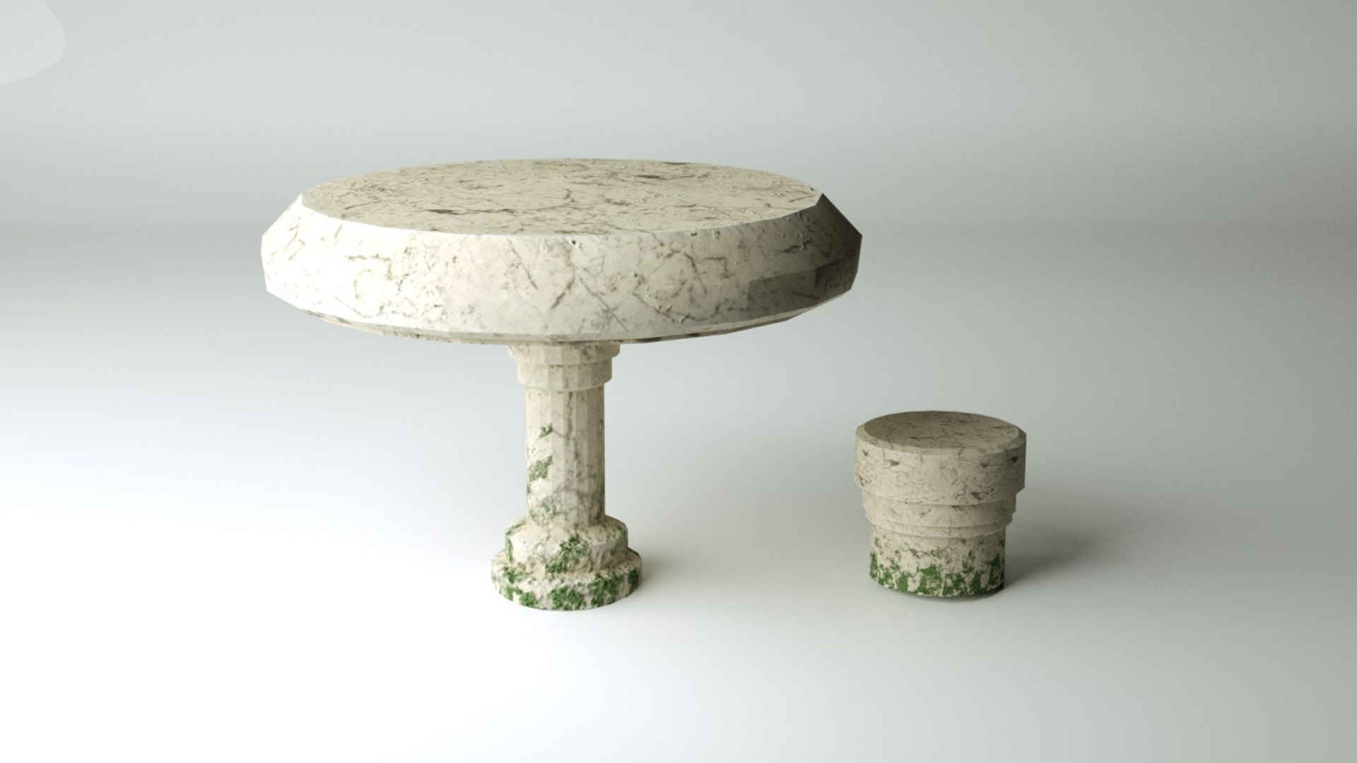 Ancient Stone Table Chair 3D - TurboSquid 1373055