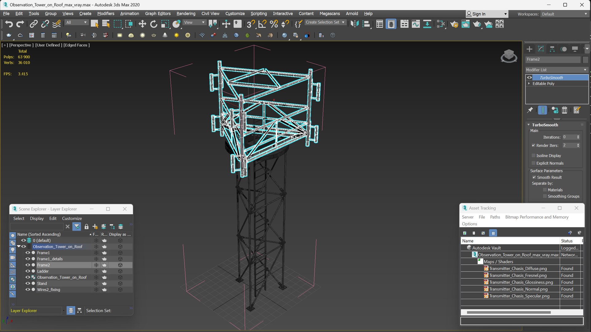 Observation Tower On Roof 3D Model - TurboSquid 2274485