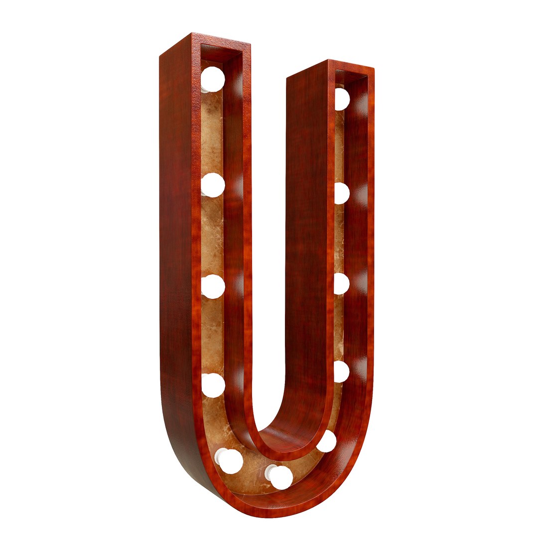 Marquee Letter U Light Bulb Wooden Glow Sign 3D Model - TurboSquid 1974652