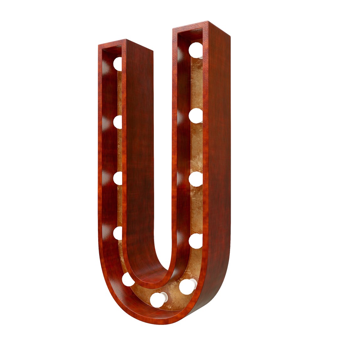 Marquee Letter U Light Bulb Wooden Glow Sign 3D Model - TurboSquid 1974652