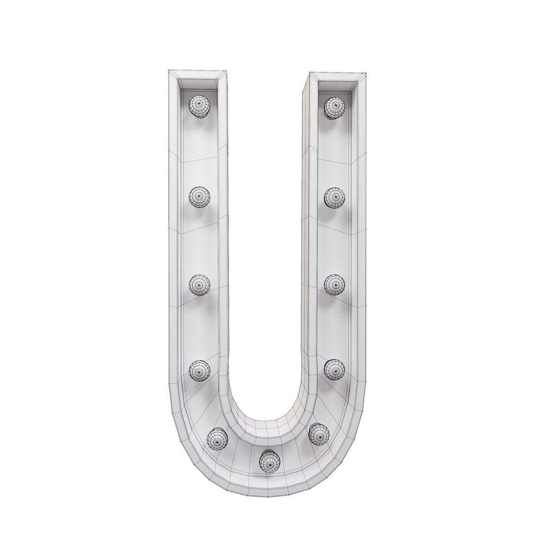 Marquee Letter U Light Bulb Wooden Glow Sign 3D Model - TurboSquid 1974652