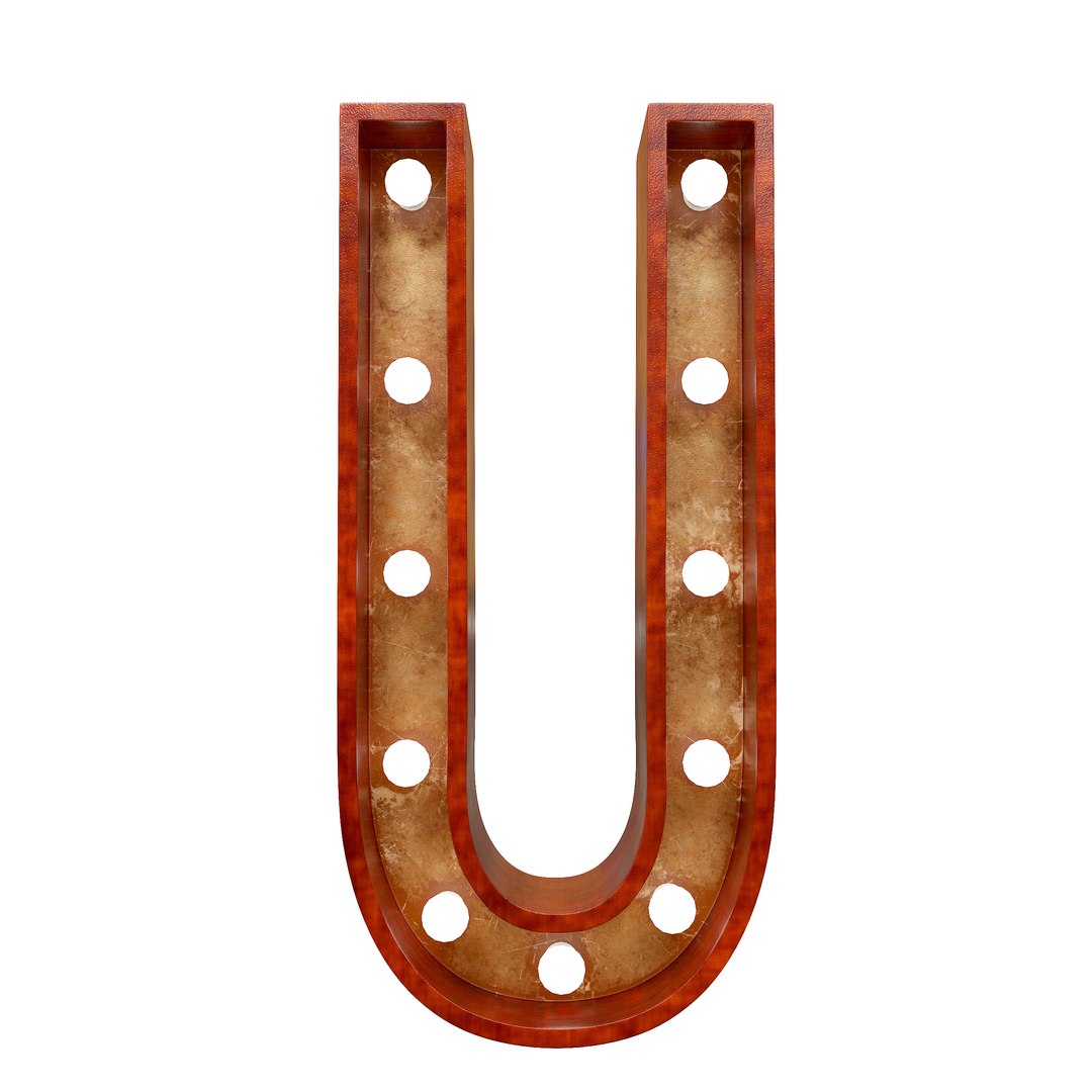 Marquee Letter U Light Bulb Wooden Glow Sign 3D Model - TurboSquid 1974652