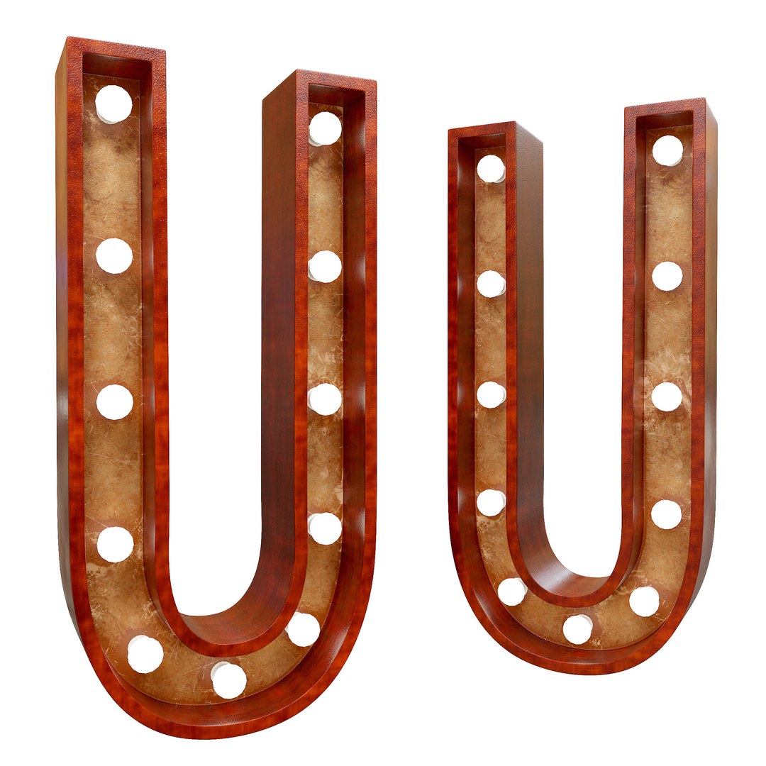 Marquee Letter U Light Bulb Wooden Glow Sign 3D Model - TurboSquid 1974652