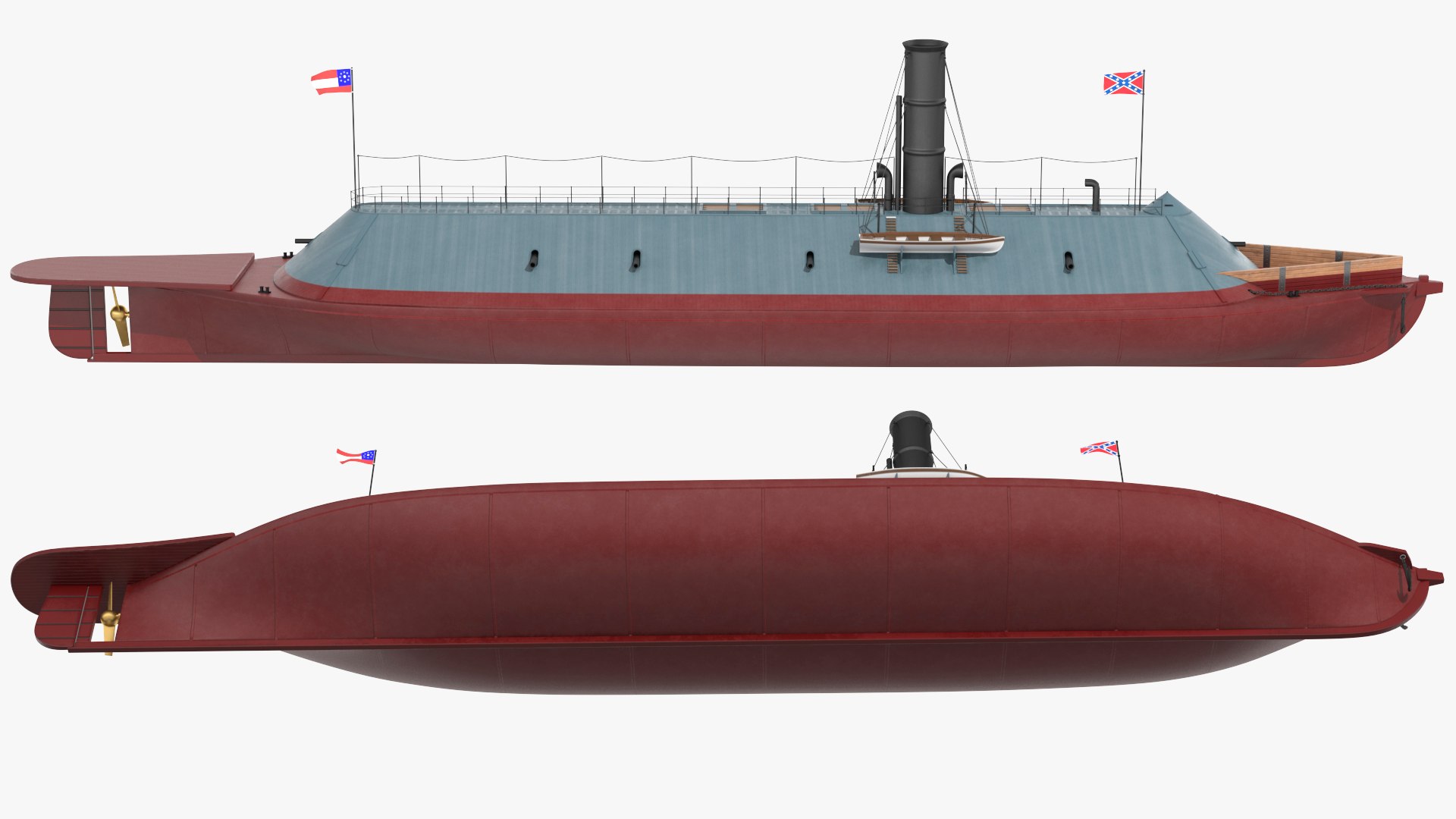 Confederate Navy Ship CSS Virginia 3D Model - TurboSquid 2252246
