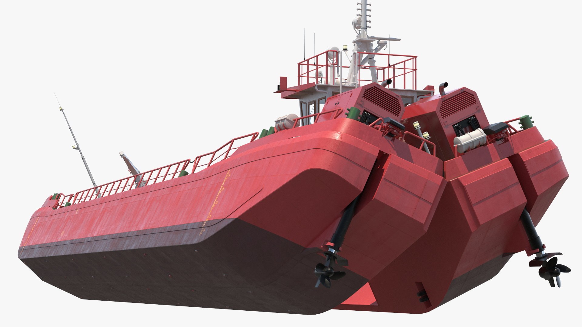 Split Hopper Barge Red Rigged For Cinema 4D 3D Model - TurboSquid 2428068