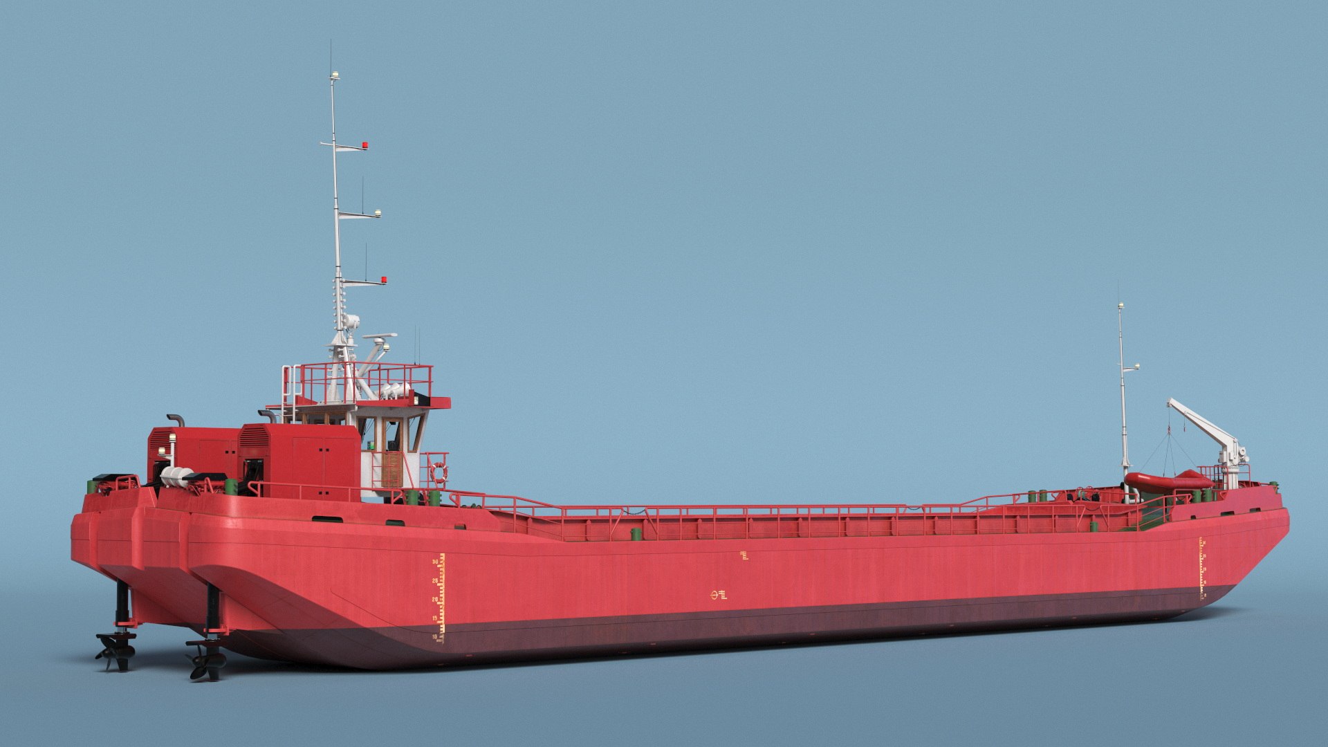 Split Hopper Barge Red Rigged For Cinema 4D 3D Model - TurboSquid 2428068
