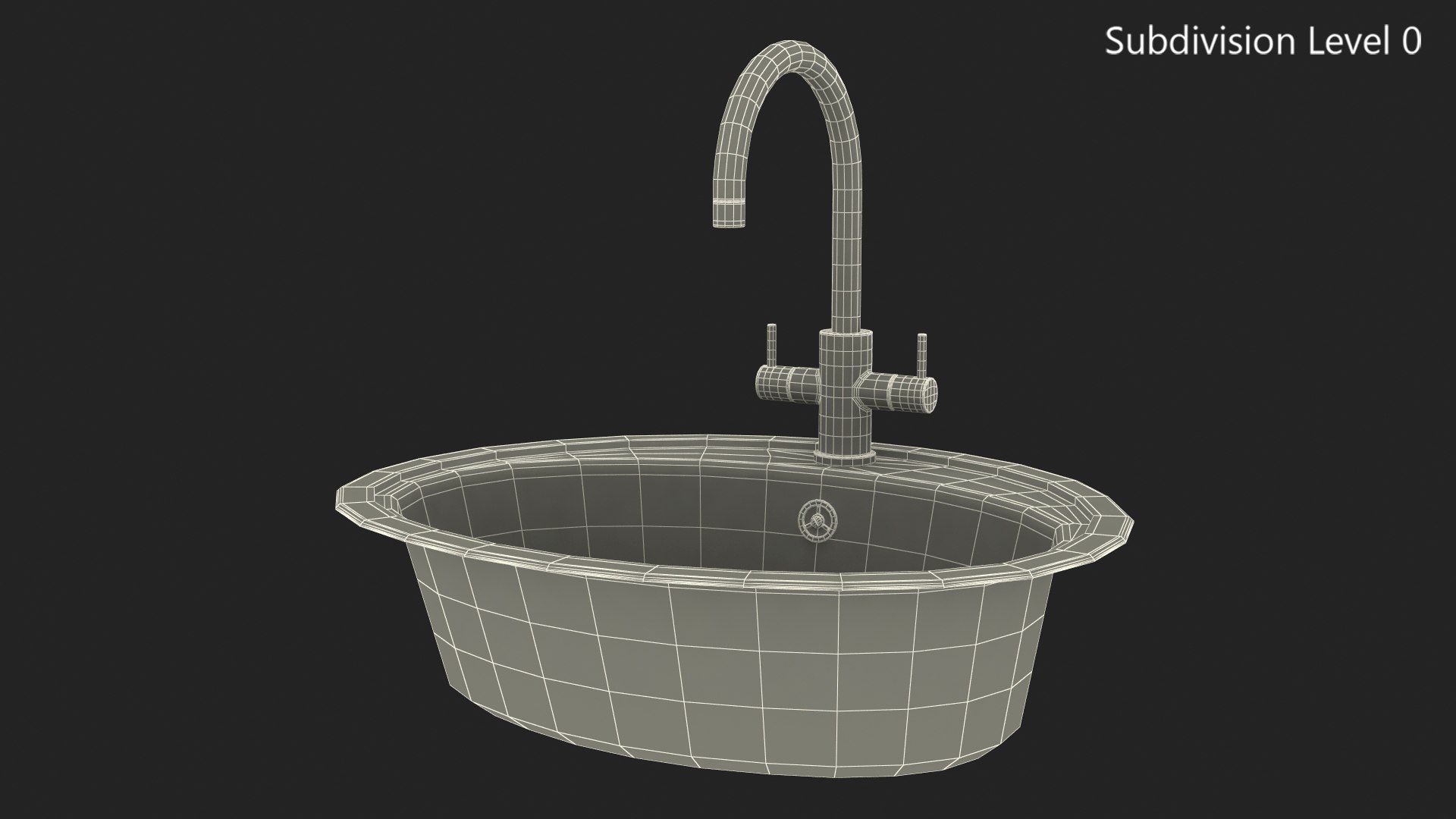 3D Oval Single Kitchen Sink With Tap Model - TurboSquid 1737115