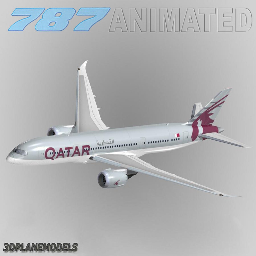 3d Model B787-8 Qatar Airways