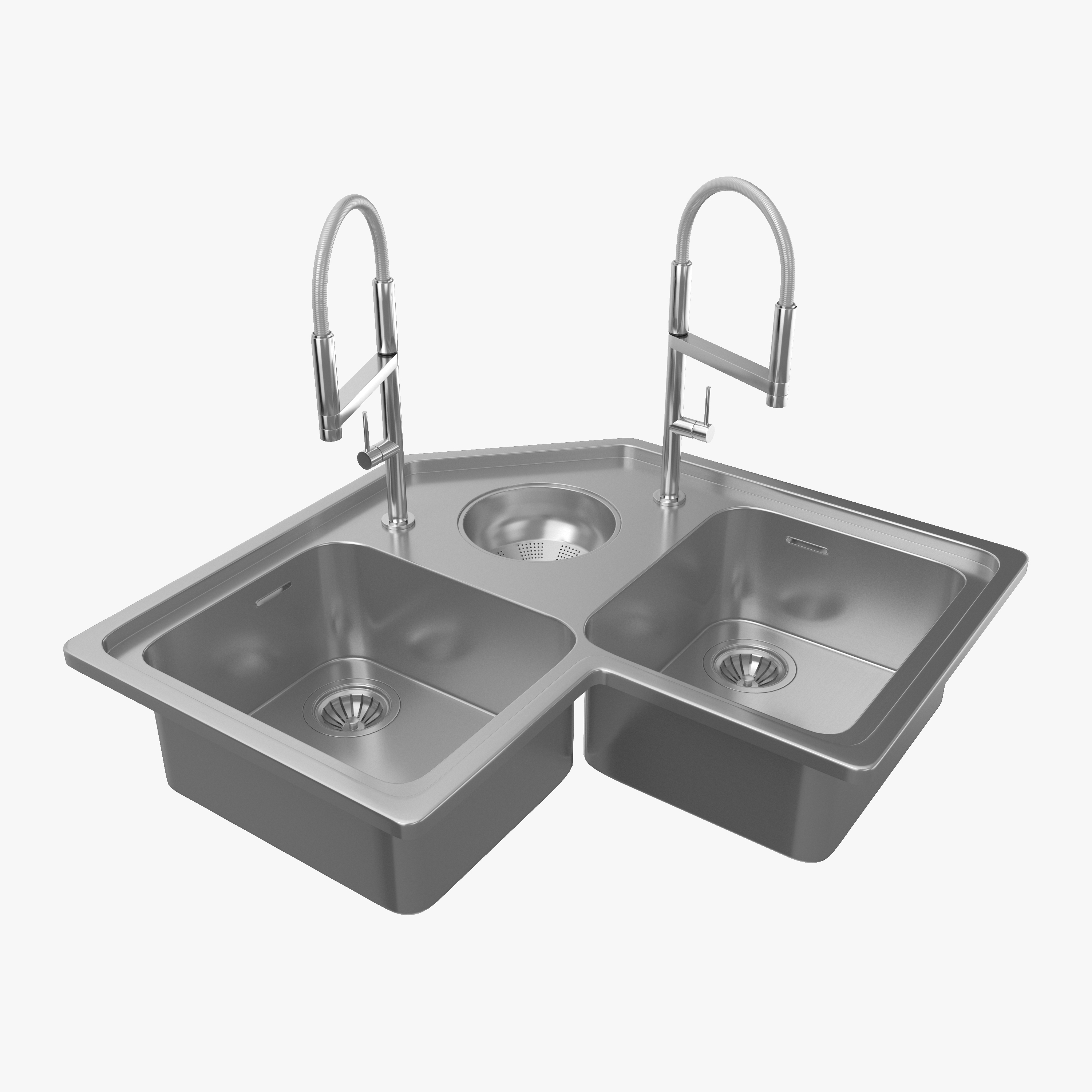 3D модель Alpes-Inox kitchen sink with Move kitchen mixer tap By Nobili ...