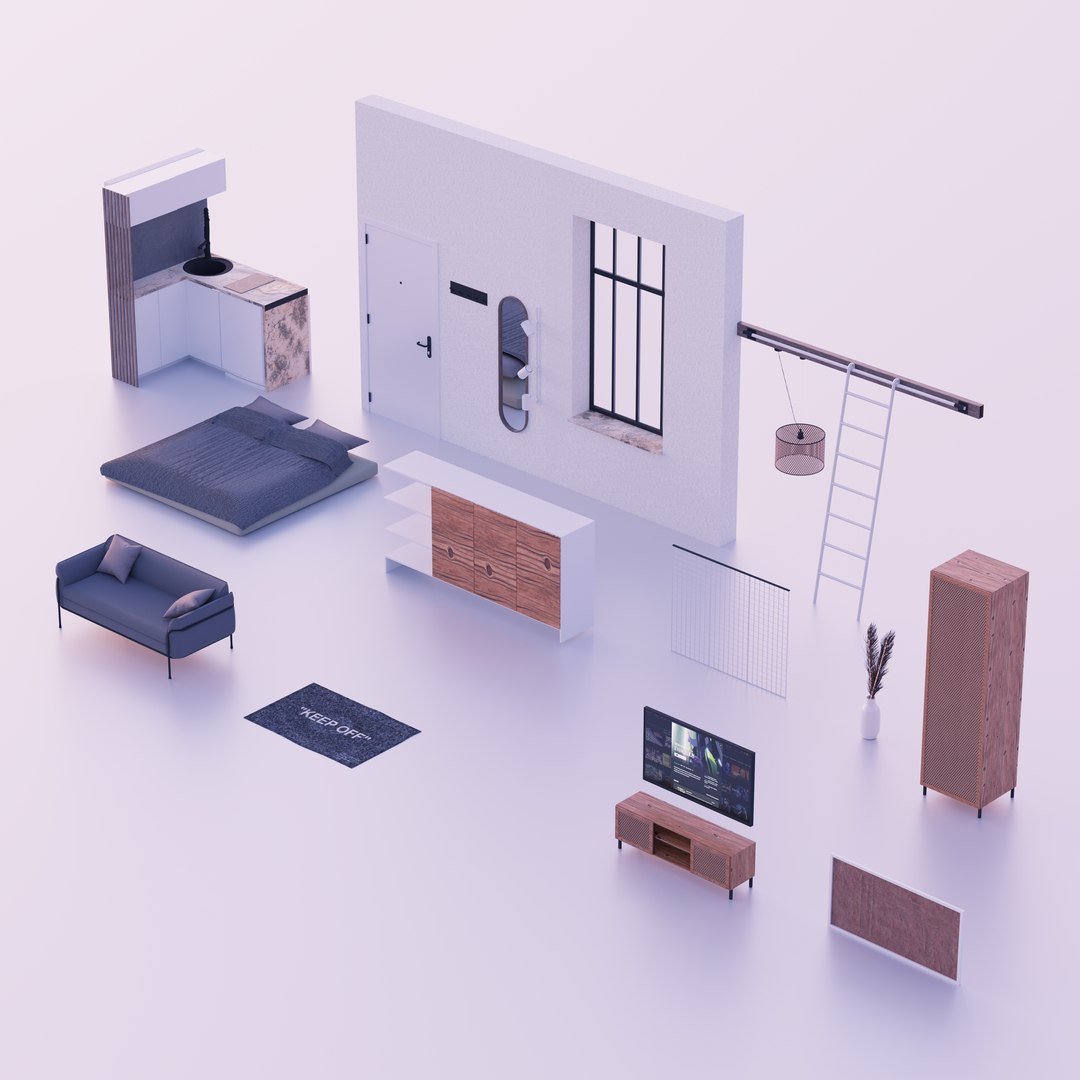 Boho Apartment Interior Project 3D Model - TurboSquid 2008983