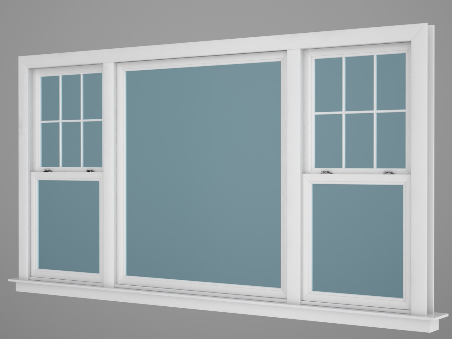 Double Hung Windows Wood 3d 3ds