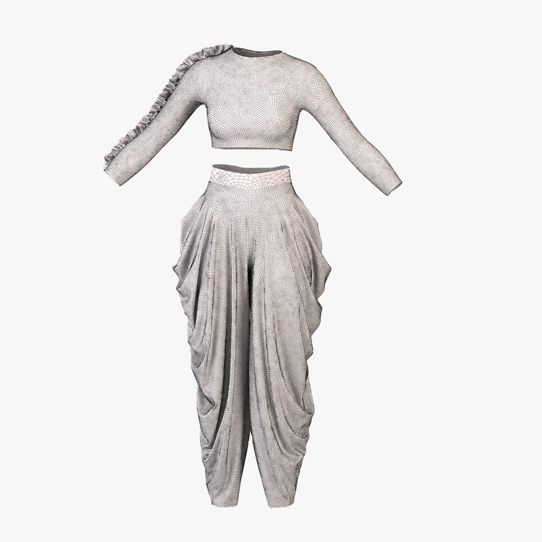 Crop top and pants 3D model - TurboSquid 2003145