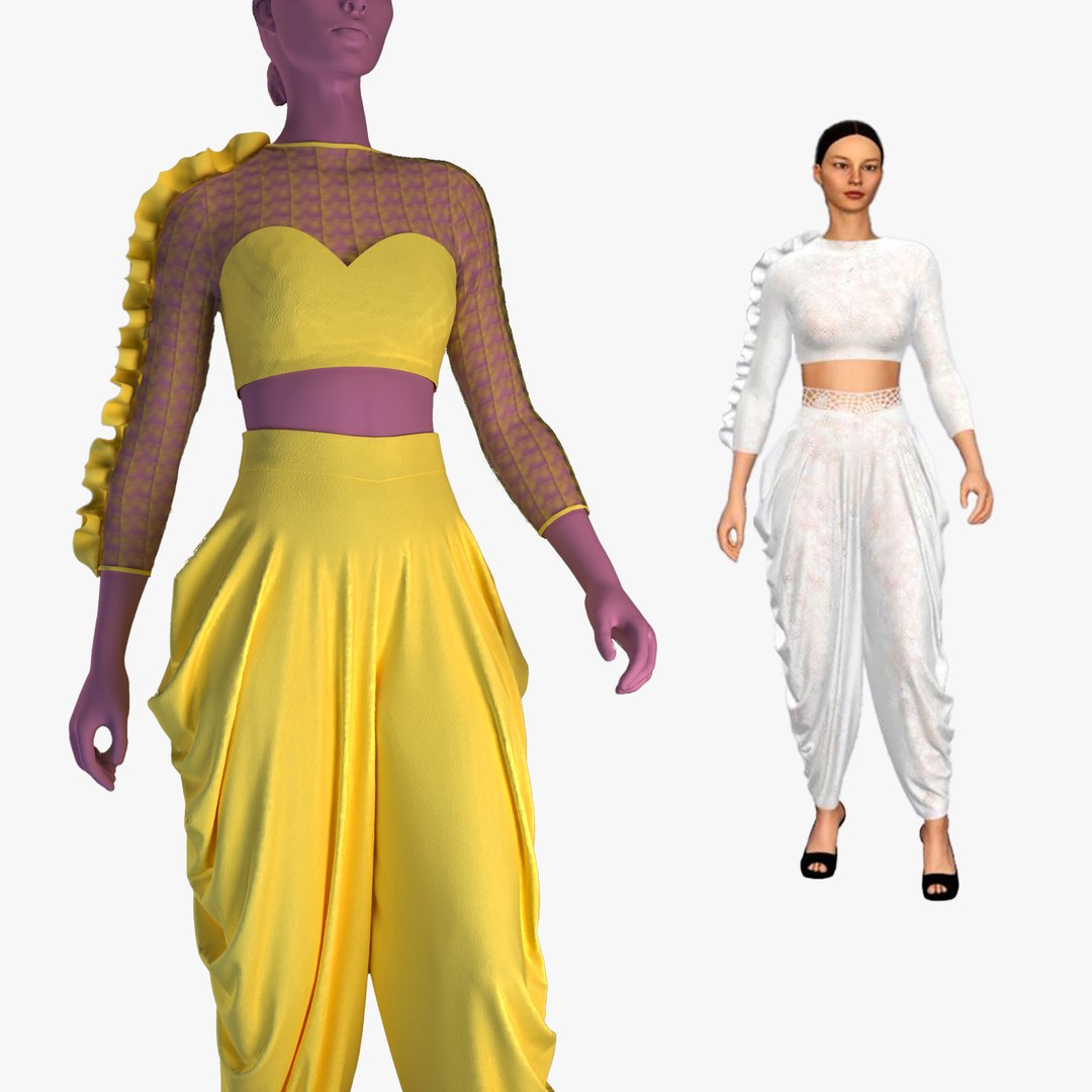 Crop top and pants 3D model - TurboSquid 2003145