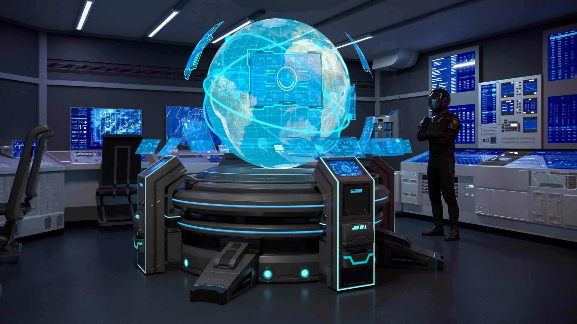 Command Cabin With Hologram 3D Model - TurboSquid 2292411