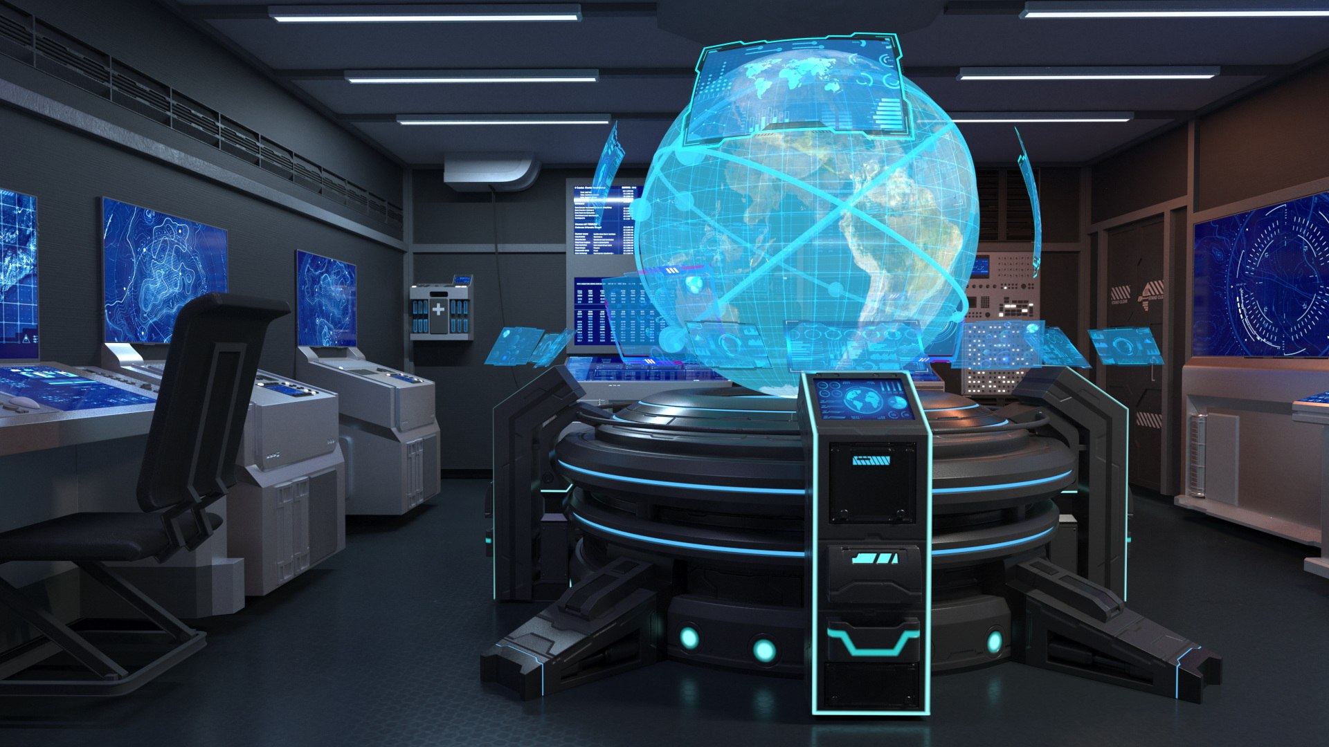 Command Cabin With Hologram 3D Model - TurboSquid 2292411