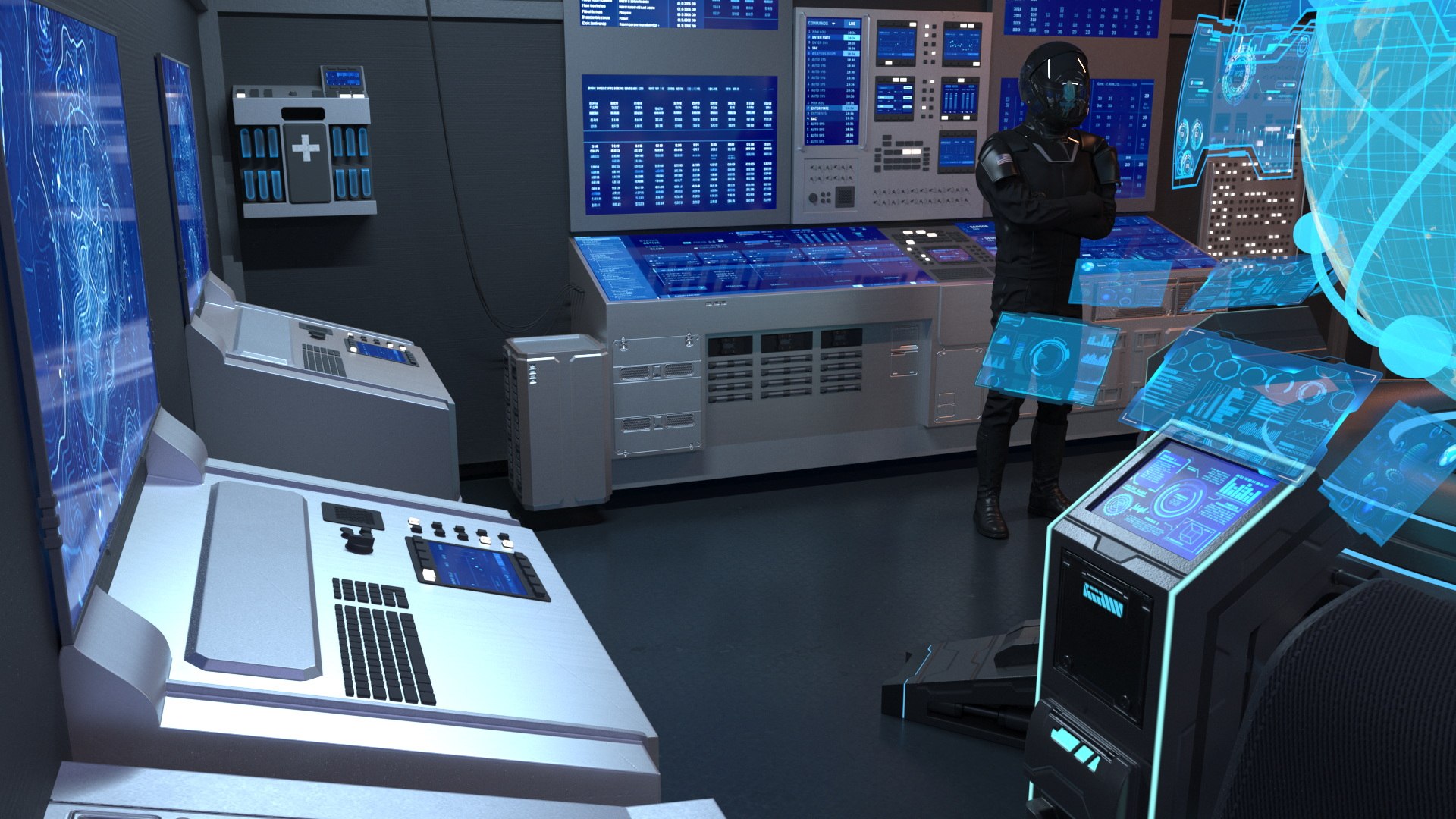 Command Cabin With Hologram 3D Model - TurboSquid 2292411